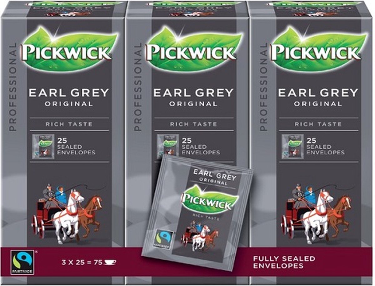 Pickwick Thee earl grey professioneel 25 zakjes à 2 gr per doosje, doos ...