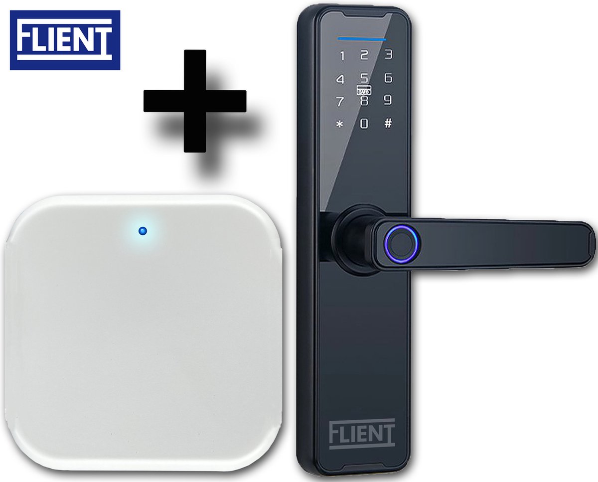 Flient® Smart Doorlock + Gateway - Slimme Deurslot - Deurklink met ...