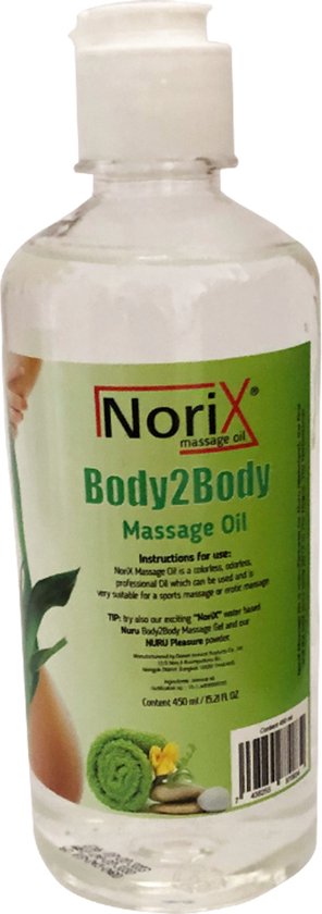 NoriX - Body-to-Body Massage Olie - 450ml - Transparant - Geen toevoegingen - Lang glad | bol