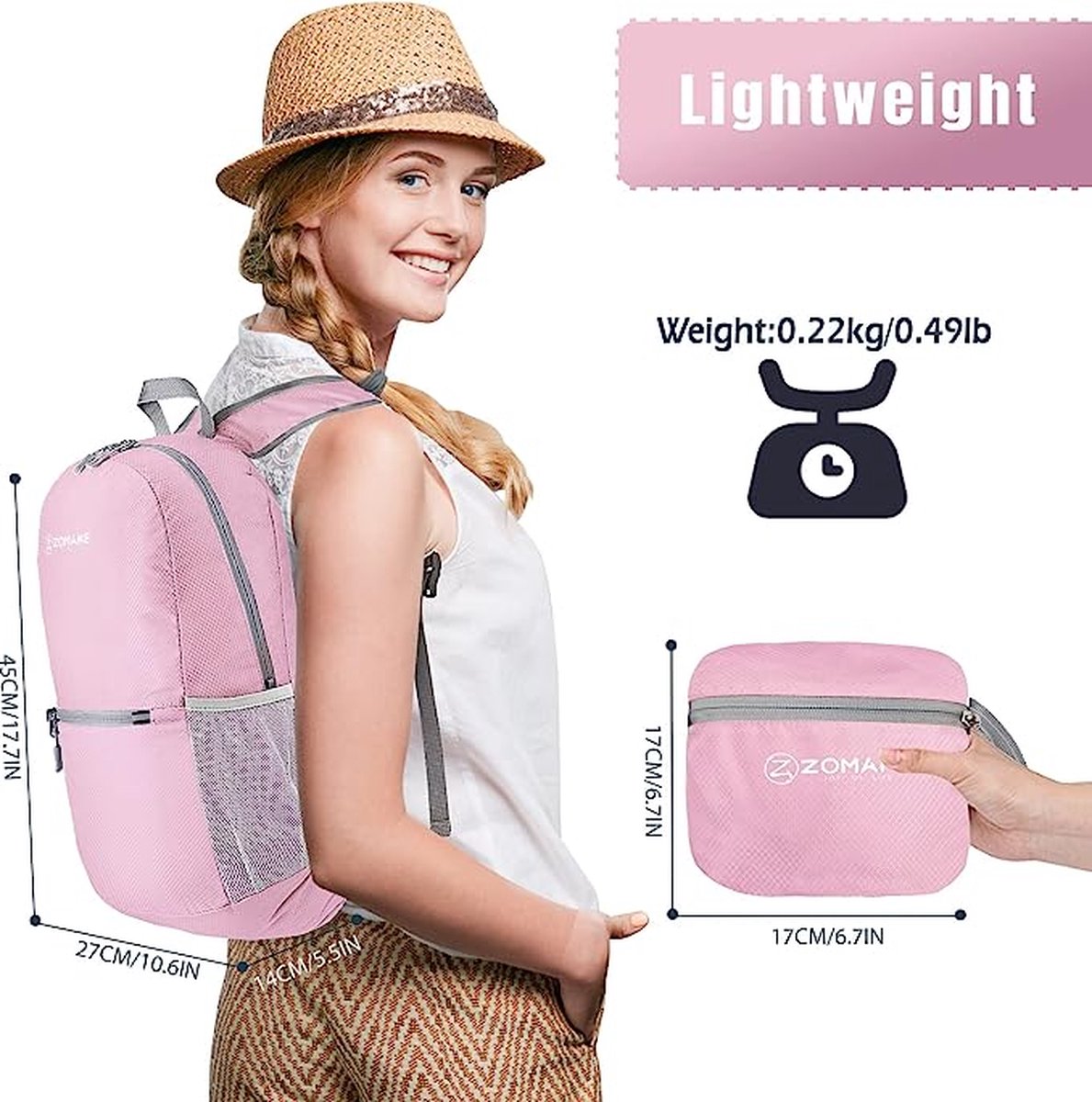 Ultralichte opvouwbare rugzak, 20 liter, kleine rugzak, waterdichte ...