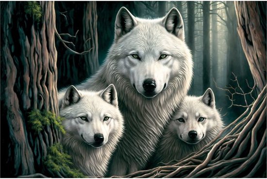 Wandbord Dieren - White Wolf Family | bol