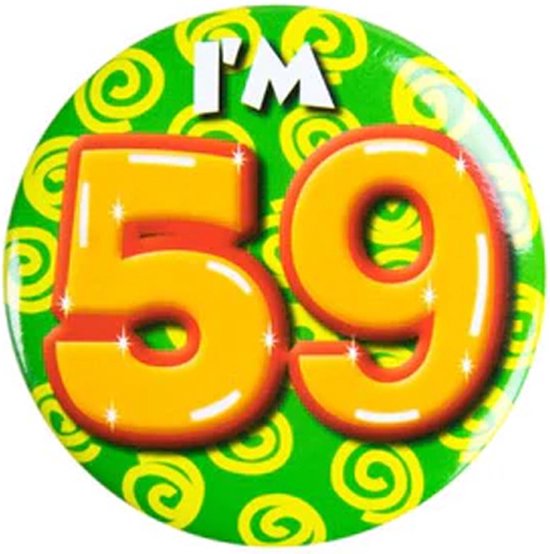 Button 59 Jaar - Button met speld (55mm) - Leeftijd badge - 59 Jaar ...