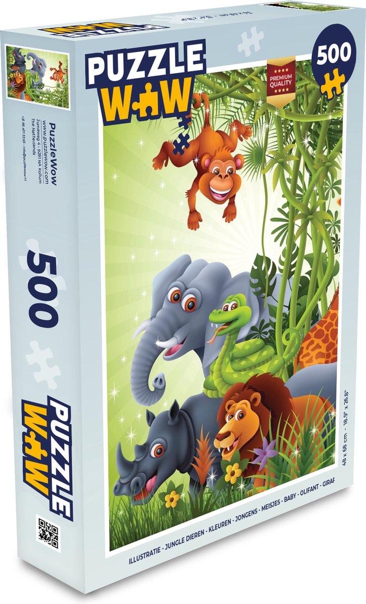 Puzzel Jungle dieren - Planten - Kinderen - Olifant - Giraf - Leeuw ...