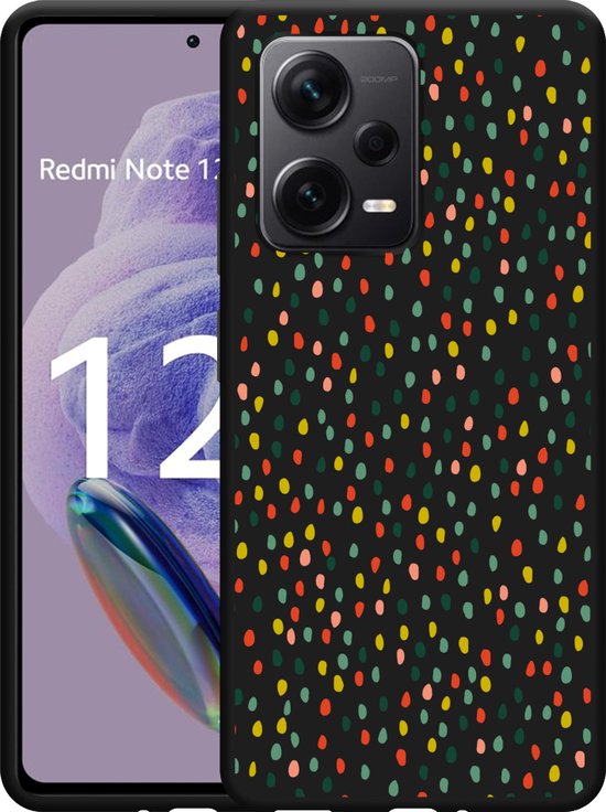 Cazy Hoesje Zwart geschikt voor Xiaomi Redmi Note 12 Pro+ 5G Happy Dots ...