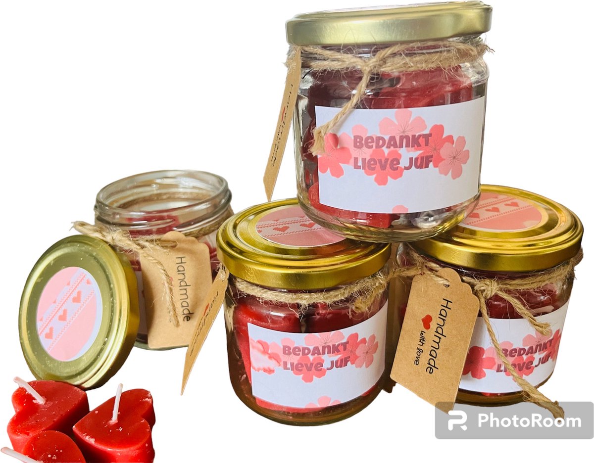 juffen kadootjes , Juf cadeautje, hartjes kaarsjes , juf kado idee , Voor de juf | bol