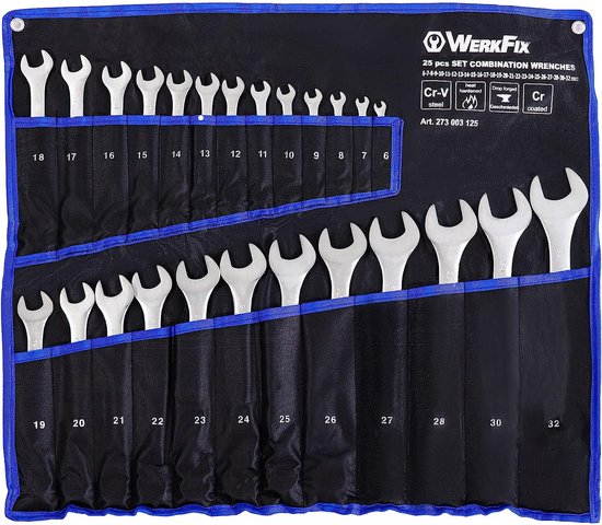 WerkFix Ring-steeksleutelset 25-delig. 6-32 mm van CrV-staal ...