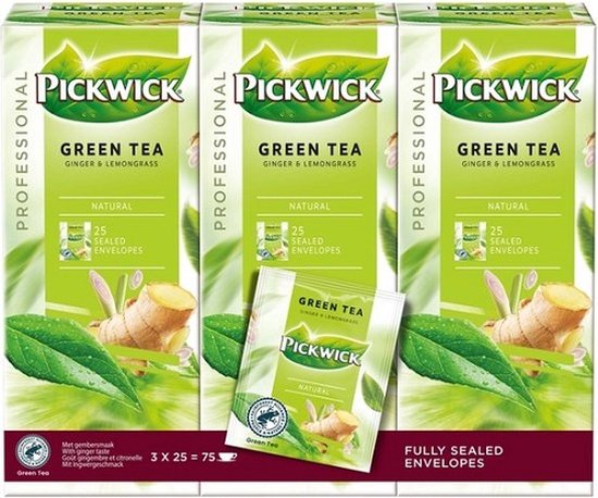 Pickwick - Professional Green Tea Ginger Lemongrass - 4x (3x 25 zakjes ...
