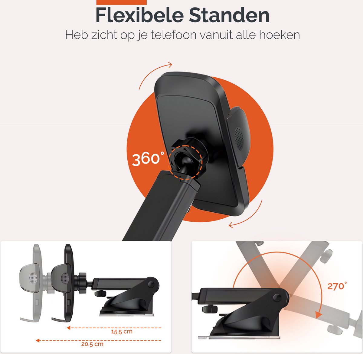 Telefoonhouder auto met extra sterke zuignap - Voor dashboard en raam ...