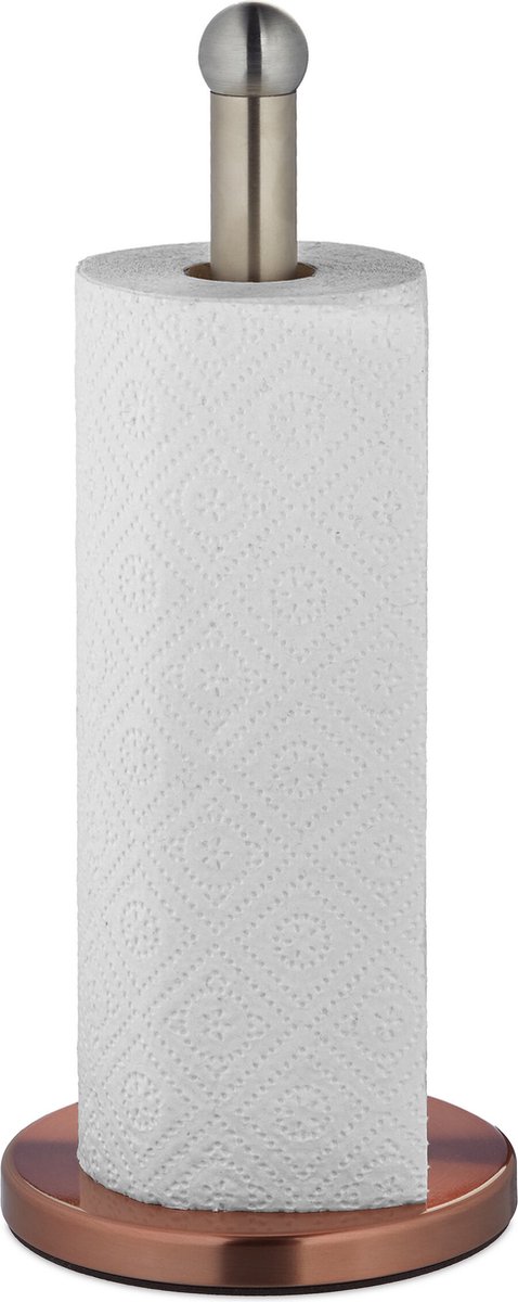 Relaxdays keukenrolhouder rvs - staande rolhouder - koper ...