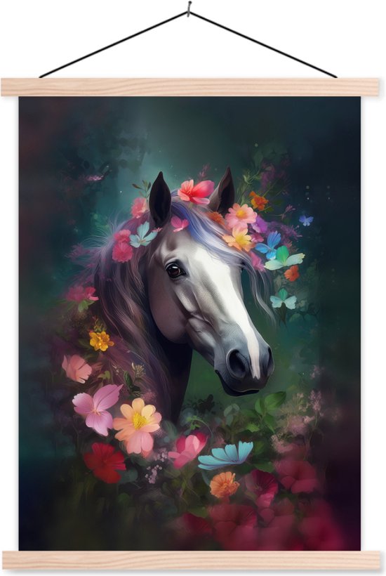 Posterhanger incl. Poster 60x80 cm - Schoolplaat - Paard - Natuur - Bloemen - Bos -... | bol