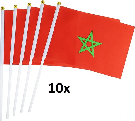 10x marokko handvlaggen, marokko nationale vlag 15x21cm, Morocco ...