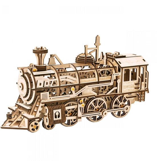 Robotime modelbouwpakket Locomotief hout 370mmx185mmx120mm - Naturel ...