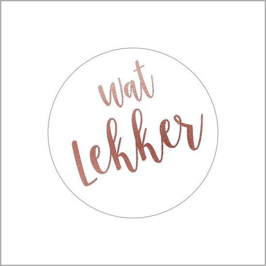 Sticker - "Wat Lekker" - Etiketten - 40mm Rond - Wit/Rosé - 250 Stuks | bol