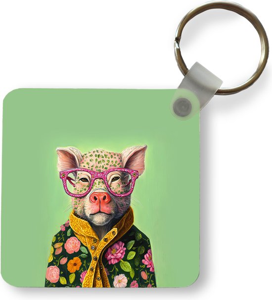 Sleutelhanger - Uitdeelcadeautjes - Bril - Roze - Varken - Bloemen ...
