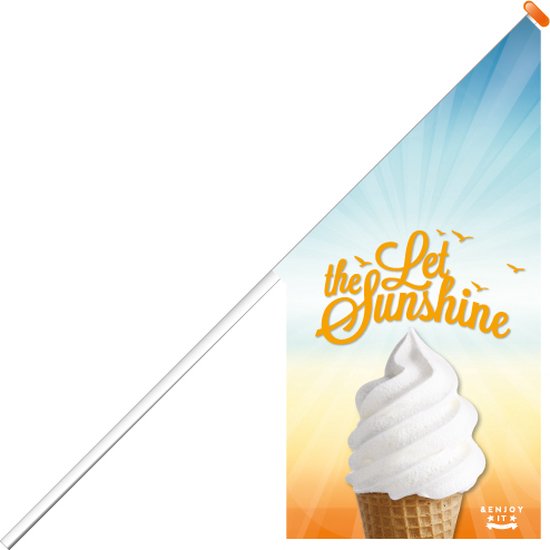 Kioskvlag - Softijs - Kioskvlag inclusief aluminium mast en oranje dop ...