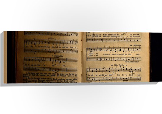 Hout - Oud Boek Vol Noten van Muziek - 90x30 cm - 9 mm dik - Foto op ...