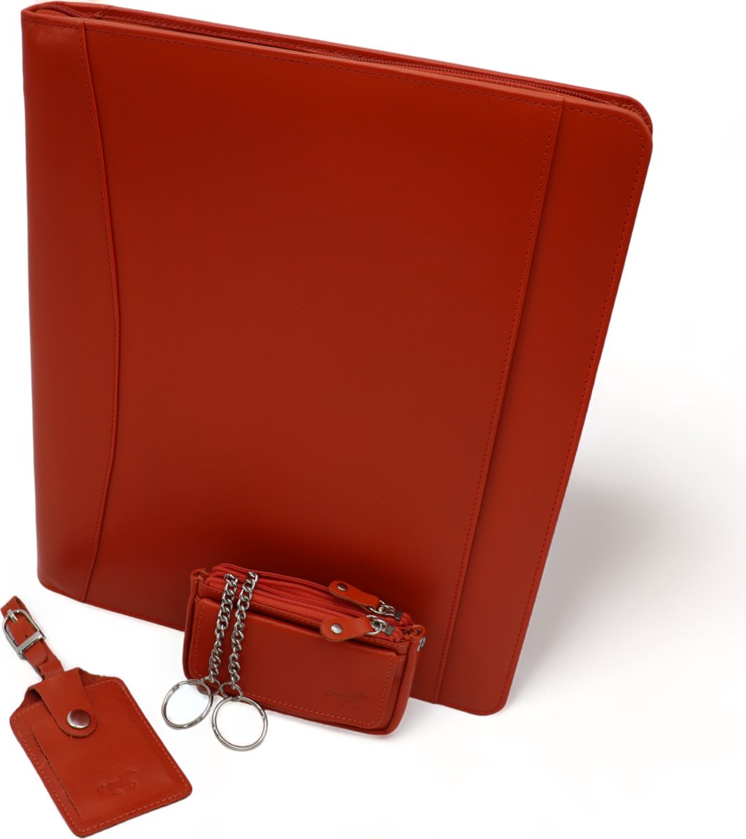 Leren Schrijfmap A4 Oranje - Business set - Tablet sleeve - Werkmap A4 ...
