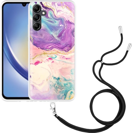 Cazy Hoesje met koord geschikt voor Samsung Galaxy A34 Dromerige Kleuren | bol