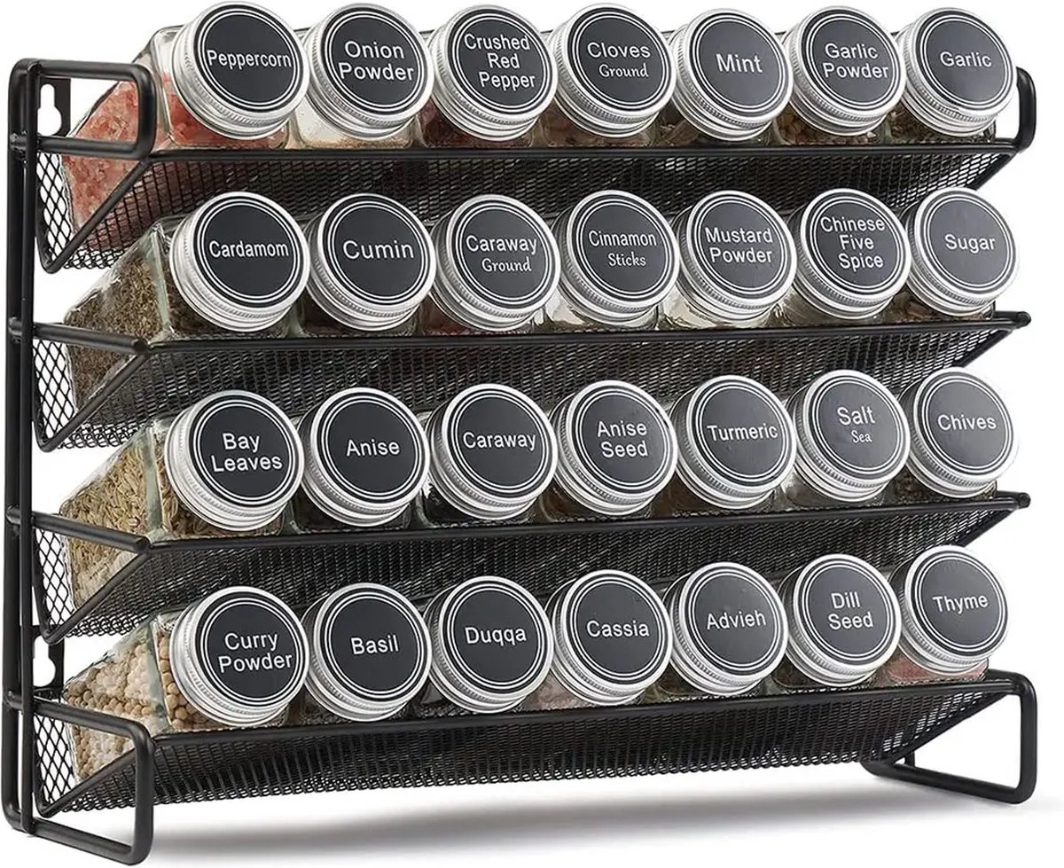 Kruidenrek Organizer met 28 Kruidenpotjes - 4 lagen - Vierkant ...