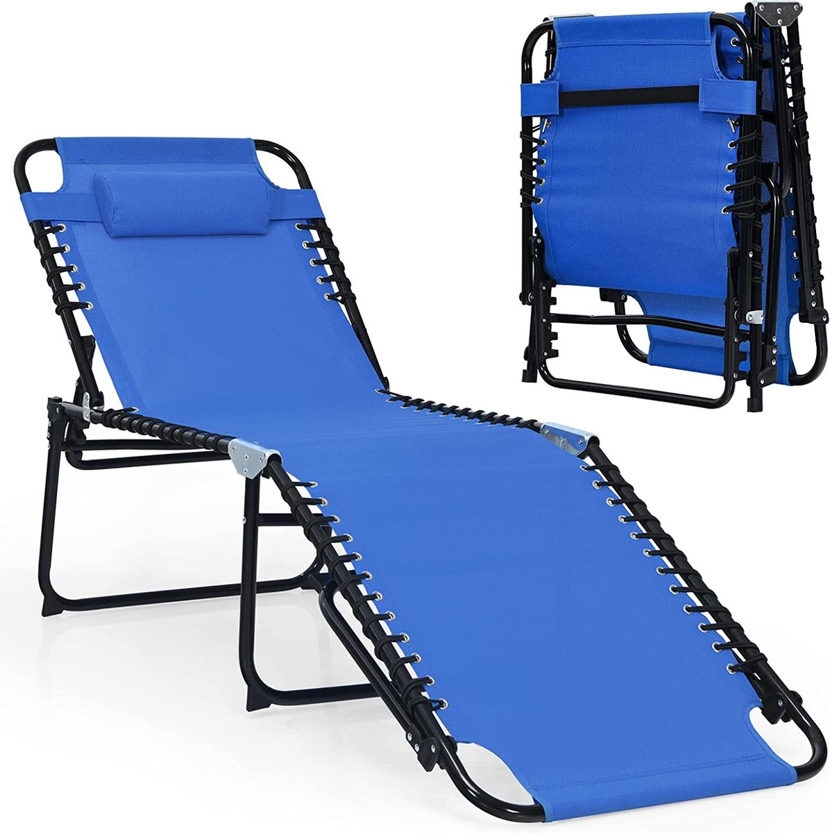 Inklapbare ligstoel, tuinligstoel, 5 standen verstelbaar, campingbed ...