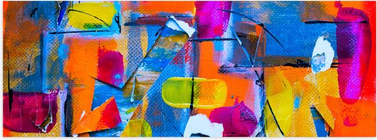 Poster (Mat) - Vegen en Vakken van Verschillende Kleuren Verf - 90x30 ...