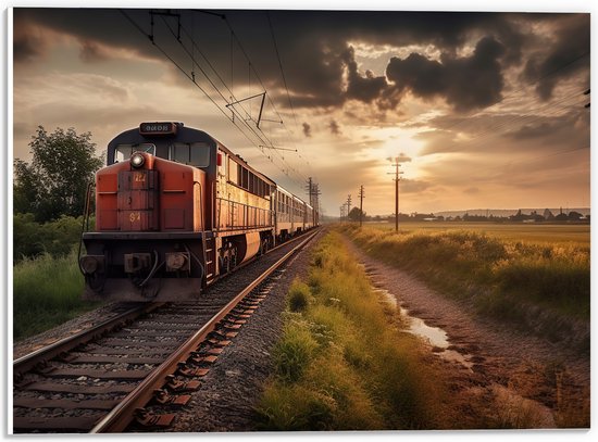 PVC Schuimplaat - Trein op Treinspoor - 40x30 cm Foto op PVC ...