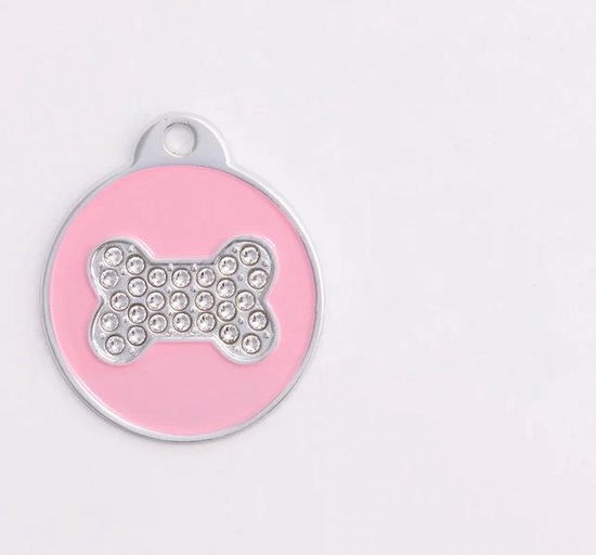 Hondenpenning Rond Bot stras groot roze | bol