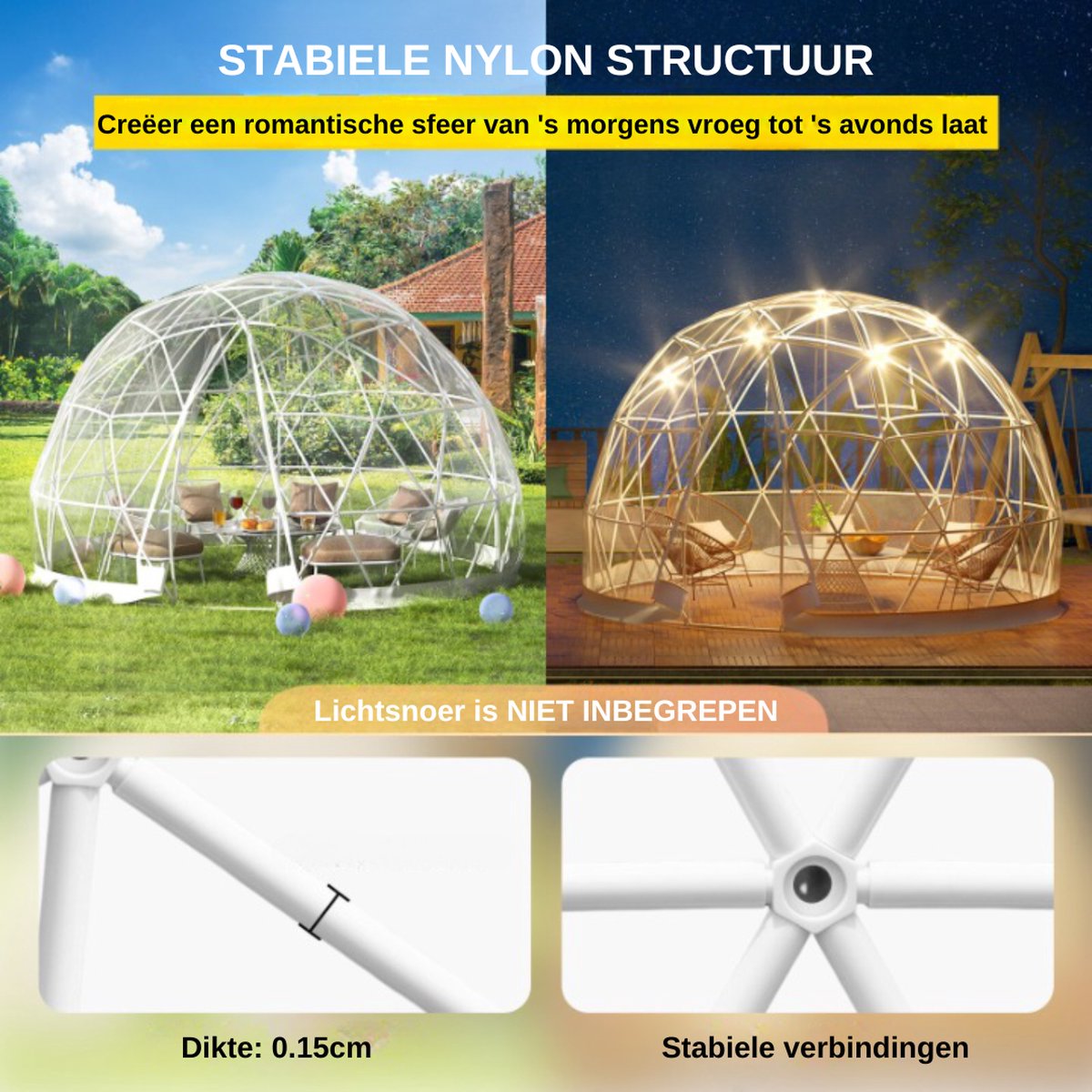 Bubbeltent Iglo Tuinkamer Party Tent Tuintent Sfeer Bubbel 365cm LED ...