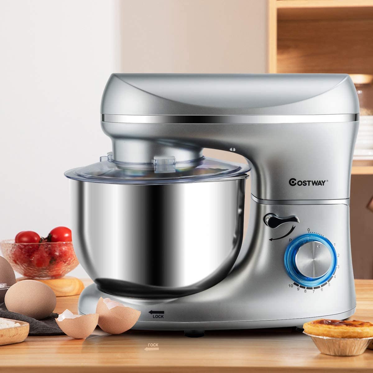 Keukenmachine, kneedmachine, 1300 W, 5,5 l, 10-traps deegmachine incl ...