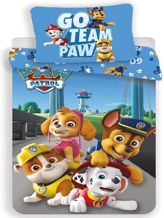 PAW Patrol Go Team Paw dekbedovertrek - Eenpersoons - 140 x 200 cm ...
