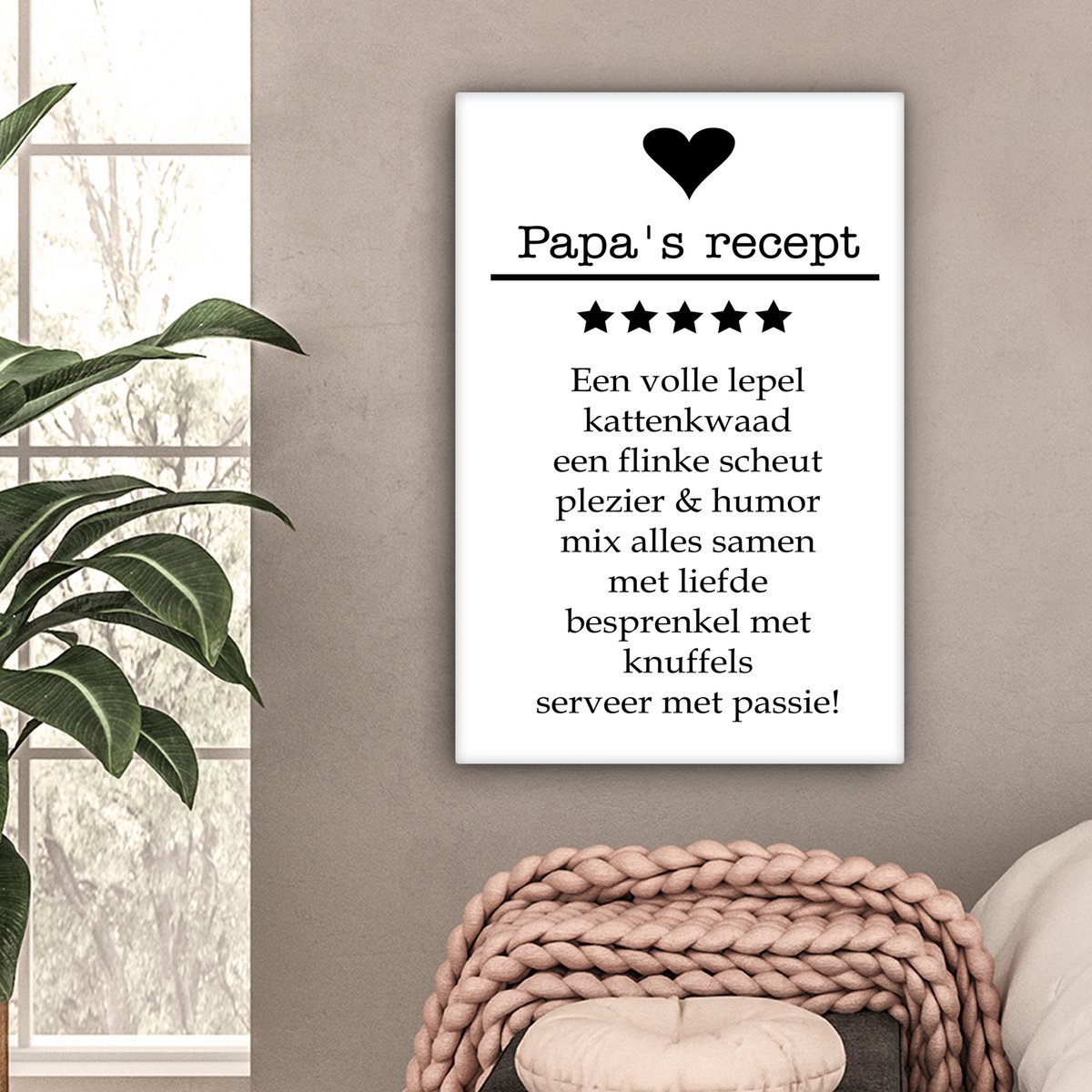 Canvas Schilderij Spreuken - Papa's recept - Quotes - Papa - 60x90 cm ...