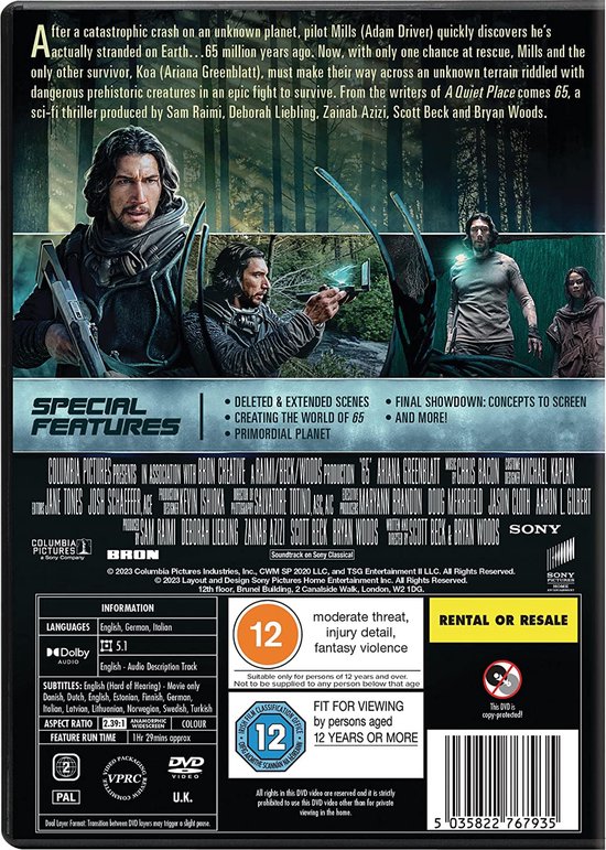 65 (DVD) (Dvd), Adam Driver | Dvd's | bol