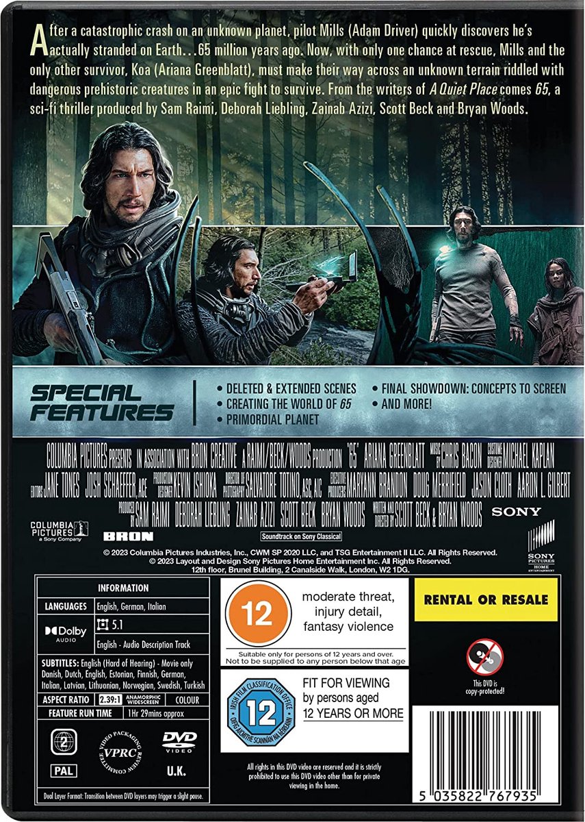65 (DVD) (Dvd), Adam Driver | Dvd's | bol
