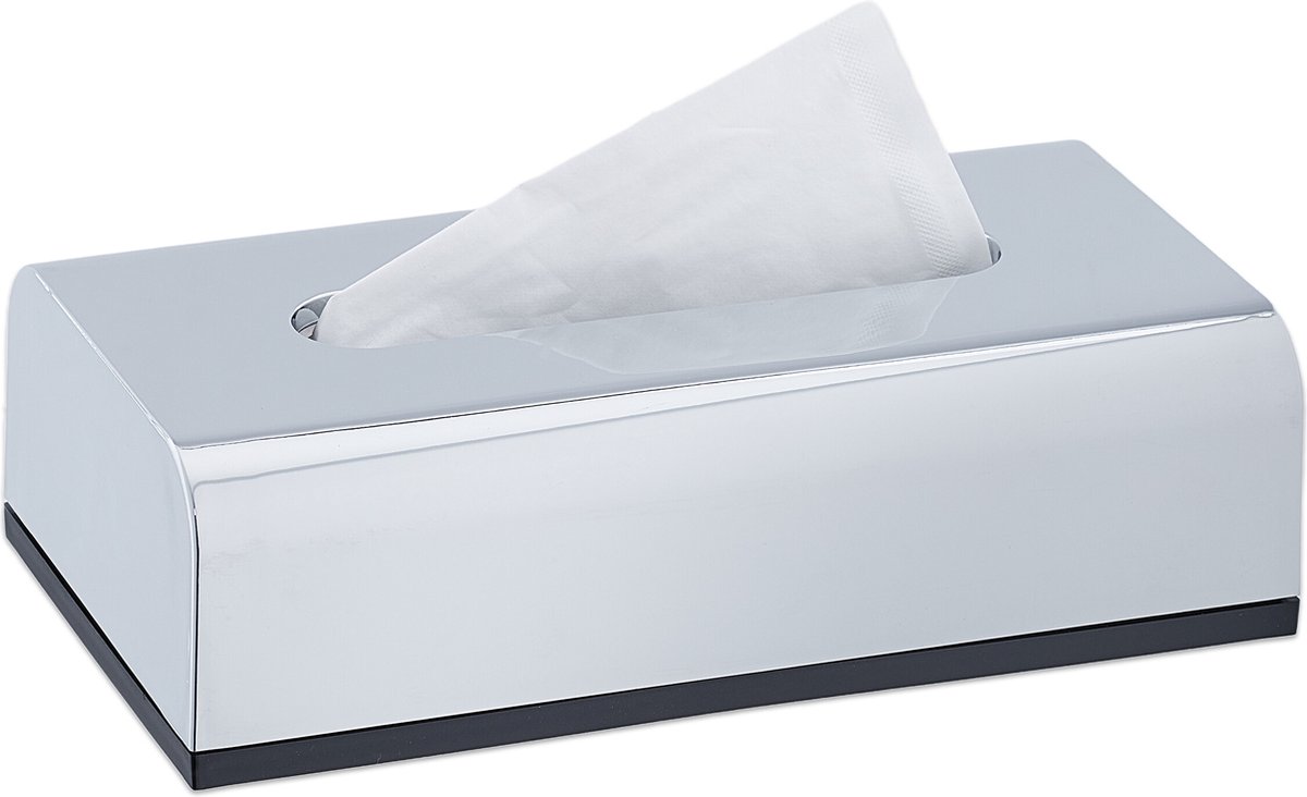Relaxdays tissue box zilver - rechthoekige tissuedoos - moderne ...