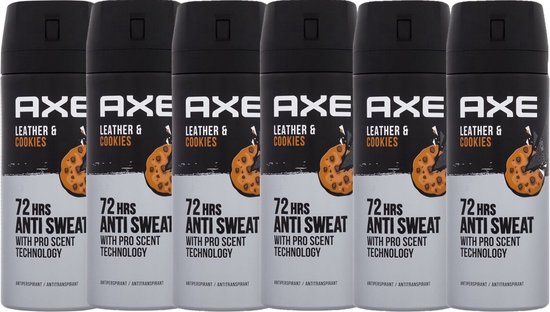 AXE Deo Spray 72H Dry - Leather & Cookies - 6 x 150 ml | bol.com