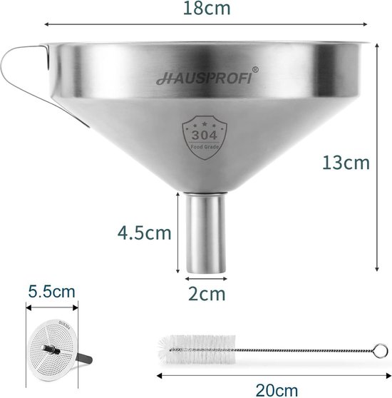 18 cm roestvrijstalen trechter van afneembare zeef voor de overdracht ...