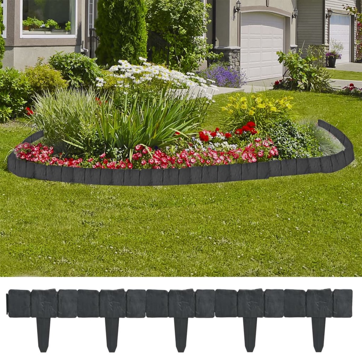 vidaXL-Plastic-Tuinafscheiding-Steen-look-10-meter-(41-stuks) | bol