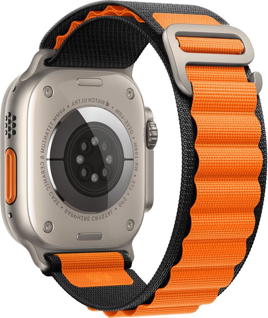 Alpine Loop Nylon Sport Band Zwart/Oranje - Compatibel met Apple Watch ...
