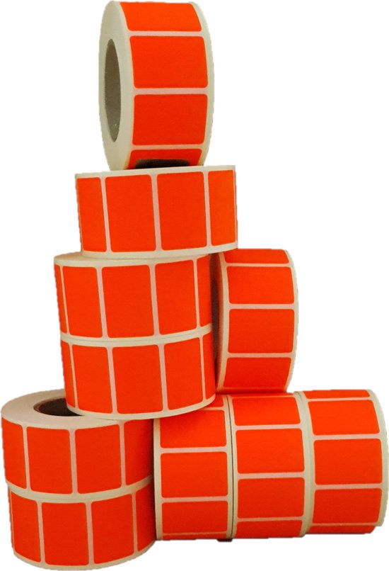 Sticker Set - "Oranje Fluor" - 10 Rollen - 1000 Stuks per rol ...