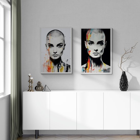 Sinead O Connor Poster - Sinead O Connor Abstract - Zwarte Achtergrond ...