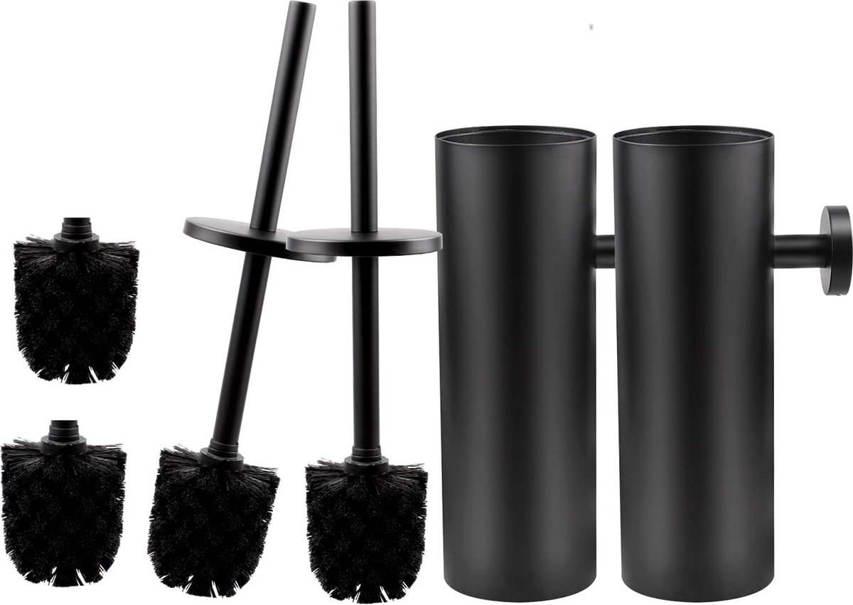 Set van 2 toiletborstels, wc-borstels, met 2 reserveborstels zonder ...