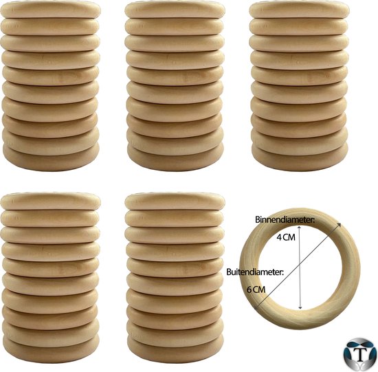 Houten Ringen | Set van 50 stuks | 6 CM | Hobby | DIY | Diverse Maten ...