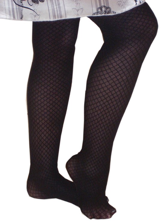 Dames maillot / panty microfibre - collant met geruit structuur - Large ...