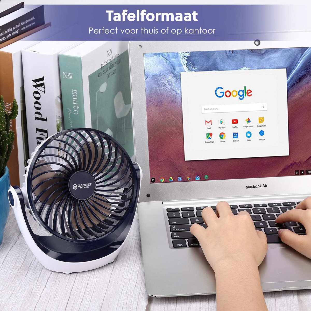 Mini Ventilator met 3 Windstanden - Draadloos - Tafelventilator ...