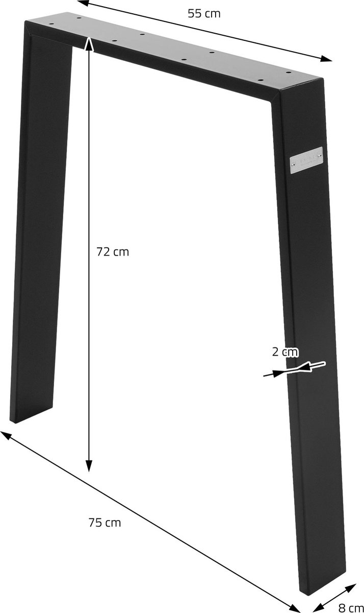 Tafelpoten Set van 2 75x72 cm Zwart Staal ML-Design | bol.com
