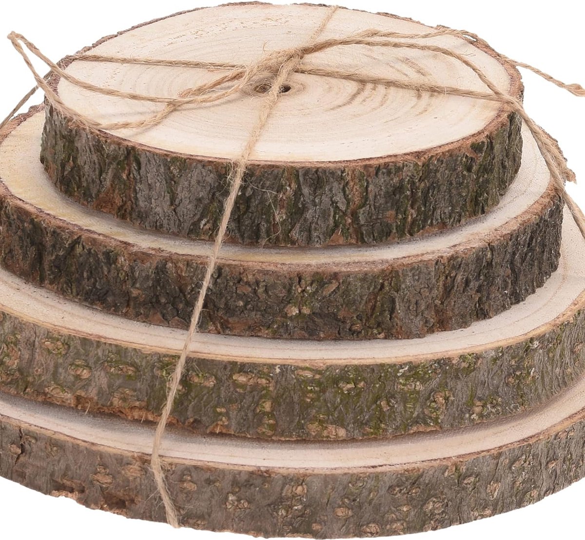 4x boomschijven van massief hout met schors - dikke houten schijven ...