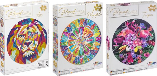 Set van 3 ronde puzzels 1000 stukjes leeuw mandala tropical vanaf 14 ...
