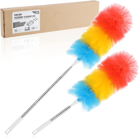 2x duster with telescopic handle - dust mop extra long and extendable ...