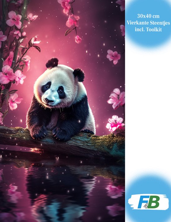 F4B Panda Diamond Painting 30x40cm | Vierkante Steentjes | Dieren ...