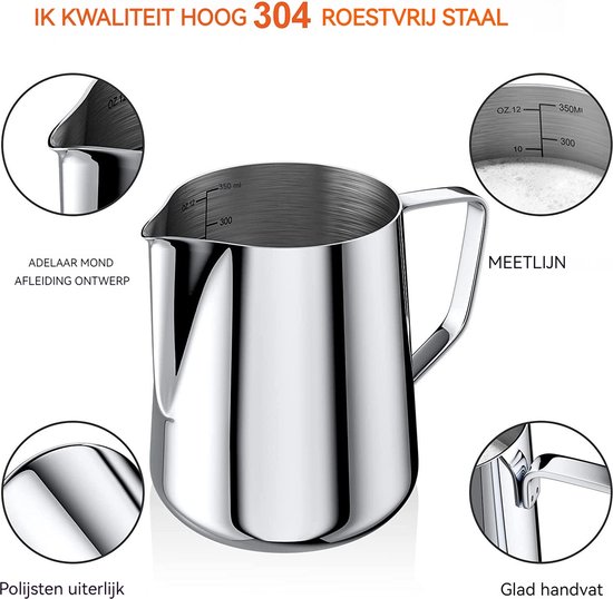 Vaxiuja Melkkan -Melkkannetje - 350 ML -Melkopschuimkannen -304 ...